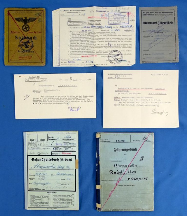 Large WWII Kriegsmarine Document Group of a One-Quarter Jewish ...