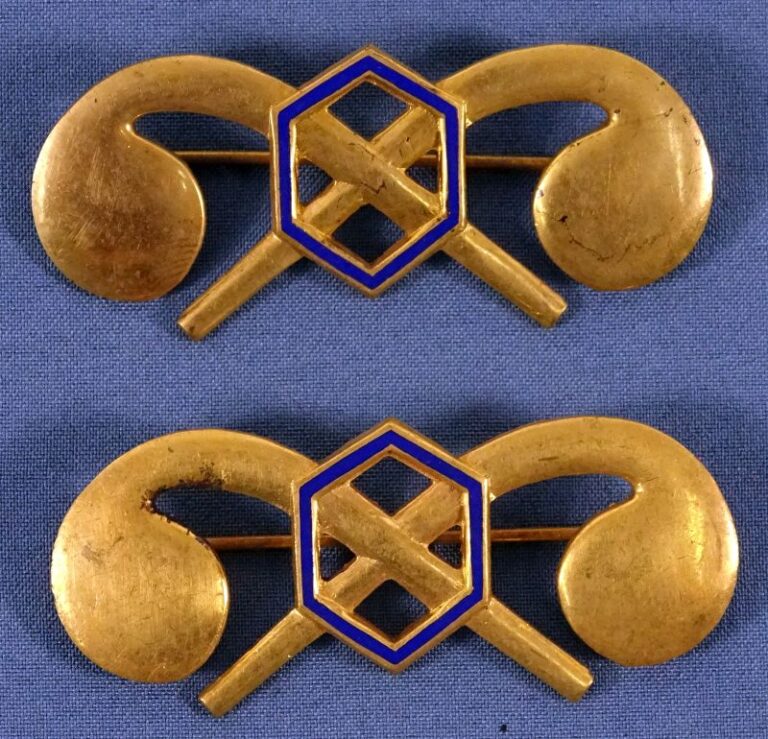 Pair 1924 Army Chemical Corps Officer Collar Insignia – Griffin Militaria