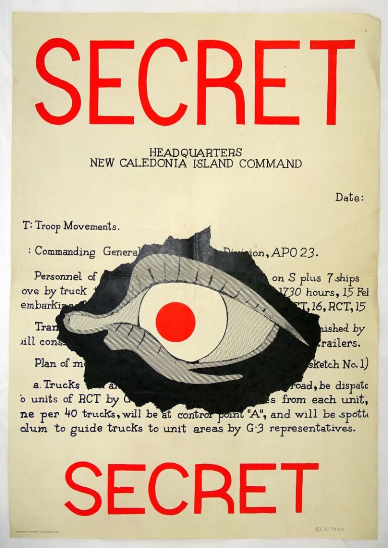 WWII U.S. Army Pacific Theater Printed Security Poster “Secret ...