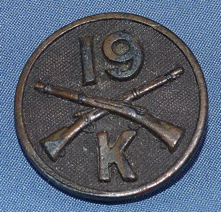 WWI 19th Infantry Regiment Company “K” Collar Disk – 18th Division ...