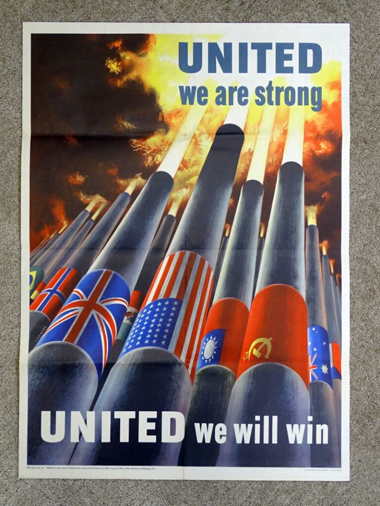 1943 Poster: “United We Are Strong” 20″ X 28″ – Griffin Militaria