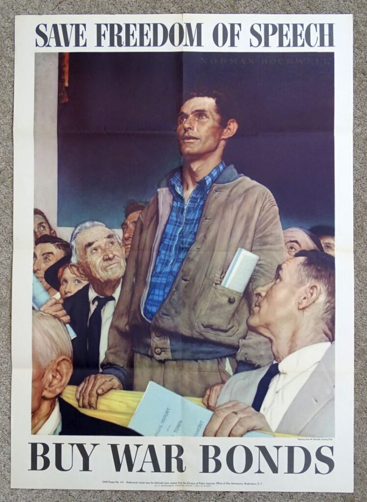 1943 Norman Rockwell Poster: Freedom of Speech – Griffin Militaria