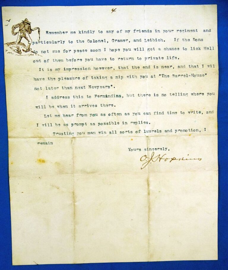 Portrait and Illustrated Spanish American War Letters by Lt. Col. O.J ...