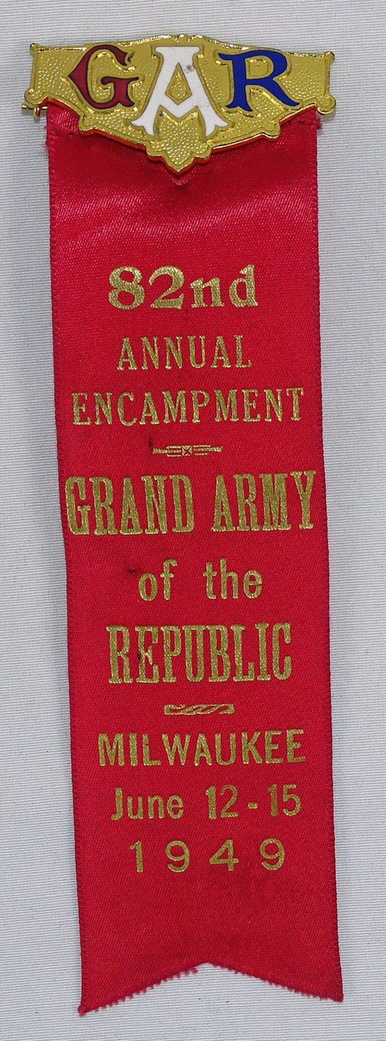 1949 GAR 82nd Annual Encampment Ribbon – Griffin Militaria