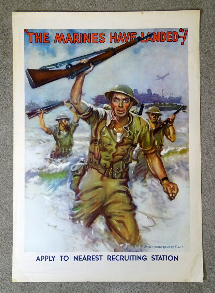 1942 James Montgomery Flagg Poster: “The Marines Have Landed ...