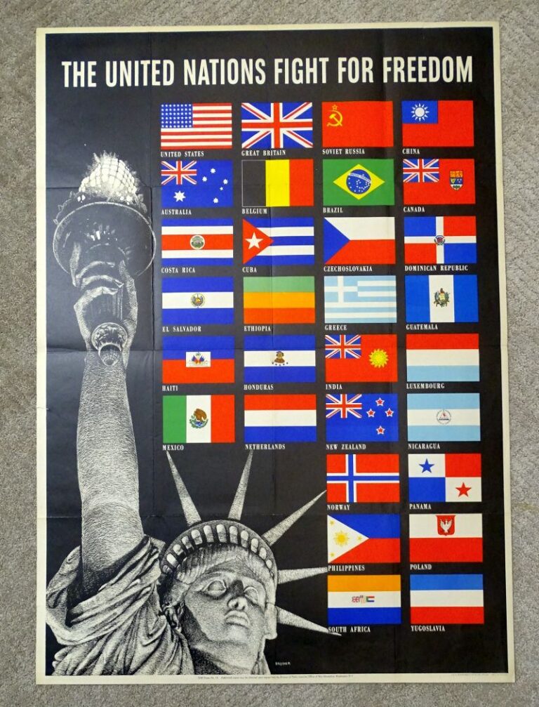 1942 Poster: “The United Nations Fight for Freedom” – Griffin Militaria