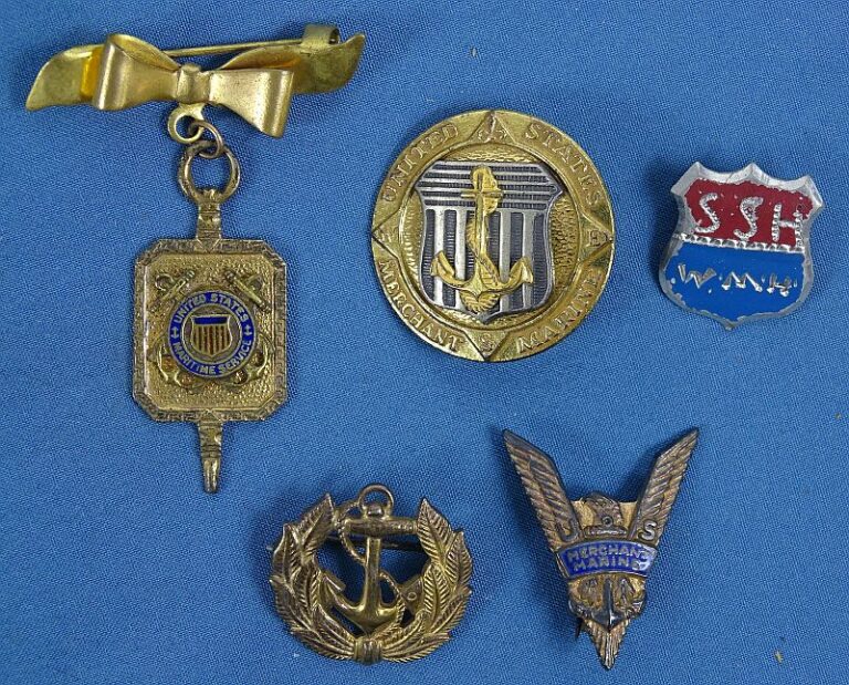 Named WWII Merchant Marine Officer Ribbons, Documents and Insignia ...