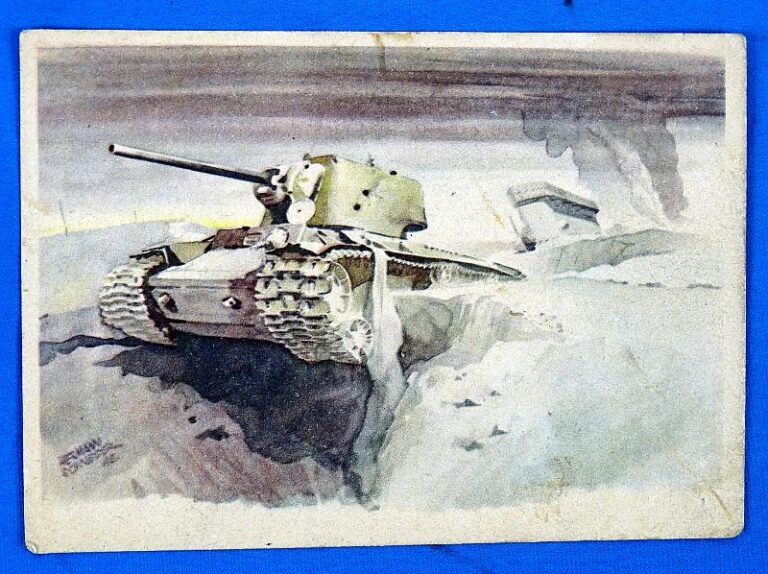 German War Art Postcard: “Destroyed Soviet Tanks” – Griffin Militaria