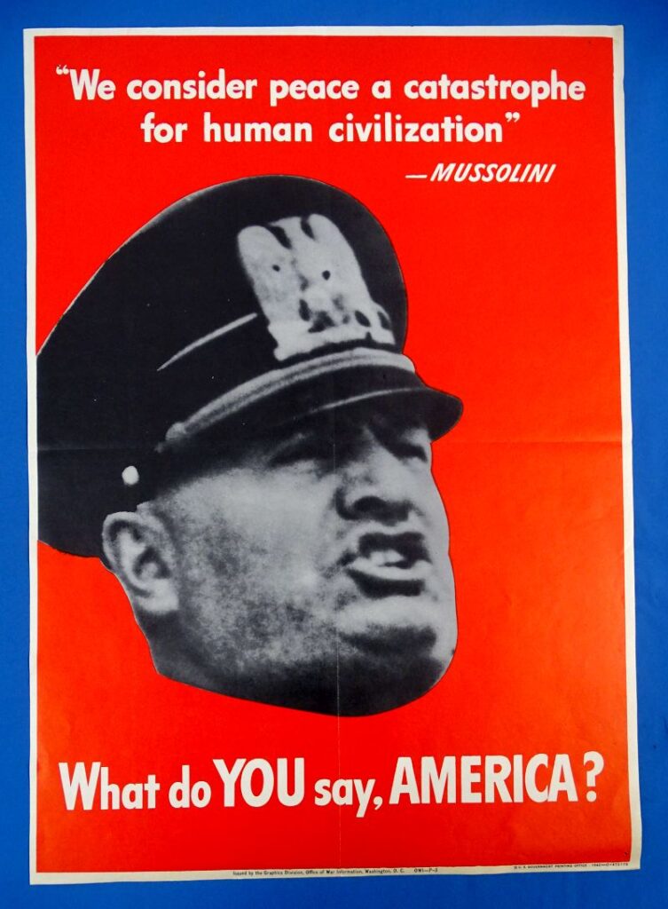 1942 Poster: Mussolini Quote – Griffin Militaria