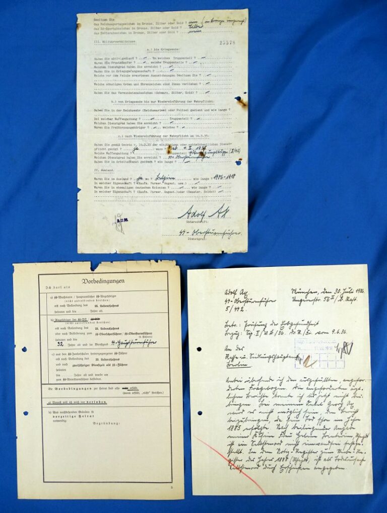 Three Documents Signed by Waffen SS Oberfuhrer and Knight’s Cross ...