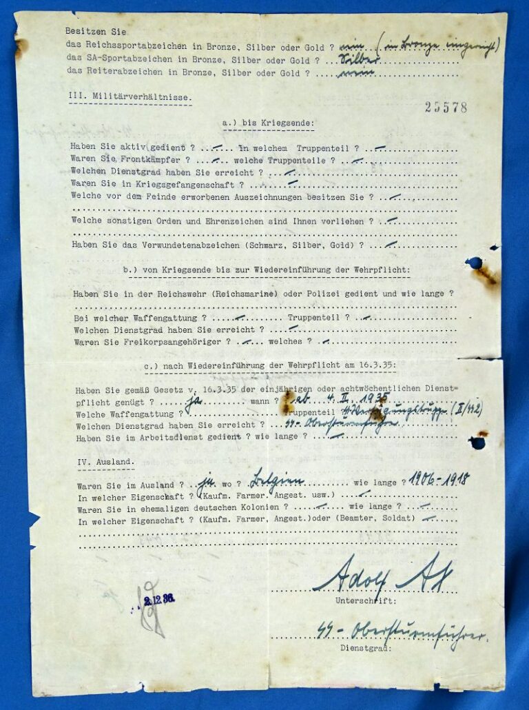 Three Documents Signed by Waffen SS Oberfuhrer and Knight’s Cross ...