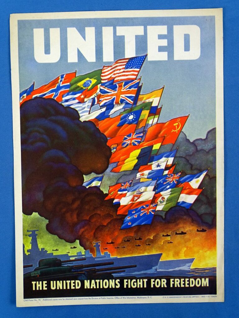 1943 Poster: “The United Nations Fight for Freedom” – Griffin Militaria