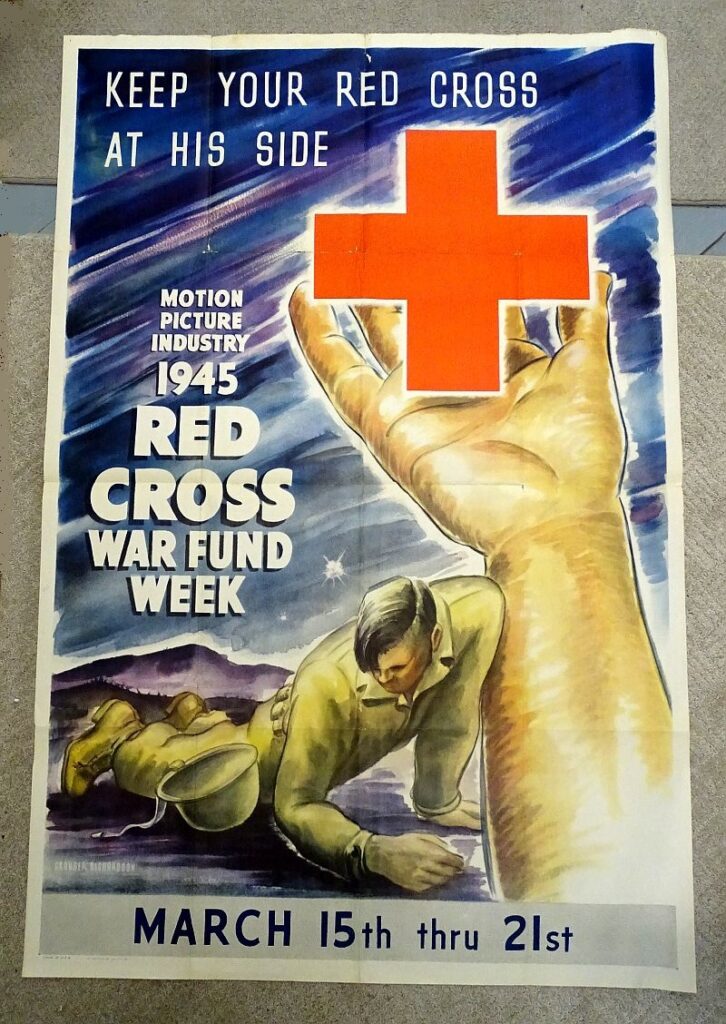 Large 1945 Poster for the Motion Picture Industry Red Cross War Fund ...
