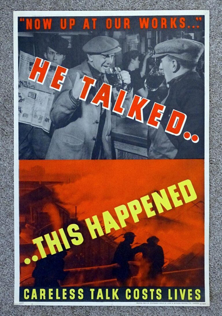 WWII British Security Poster: “He Talked…This Happened” – Griffin Militaria