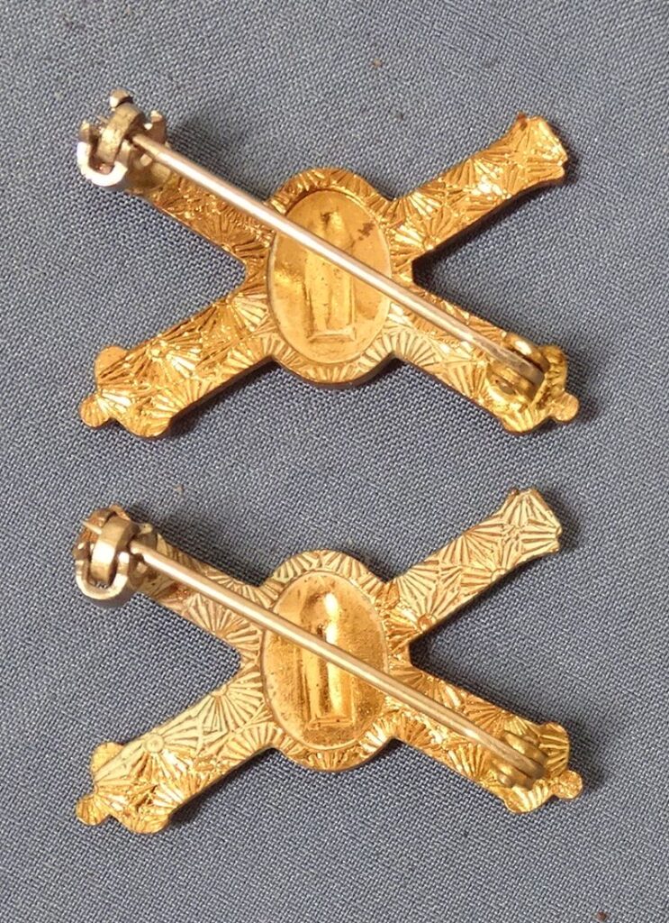 Pair WWII Coast Artillery Officer’s Collar Insignia – Griffin Militaria