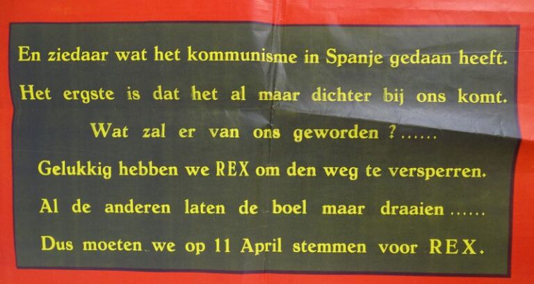 1937 Belgian REX Fascist Party Election Campaign Poster – Griffin Militaria