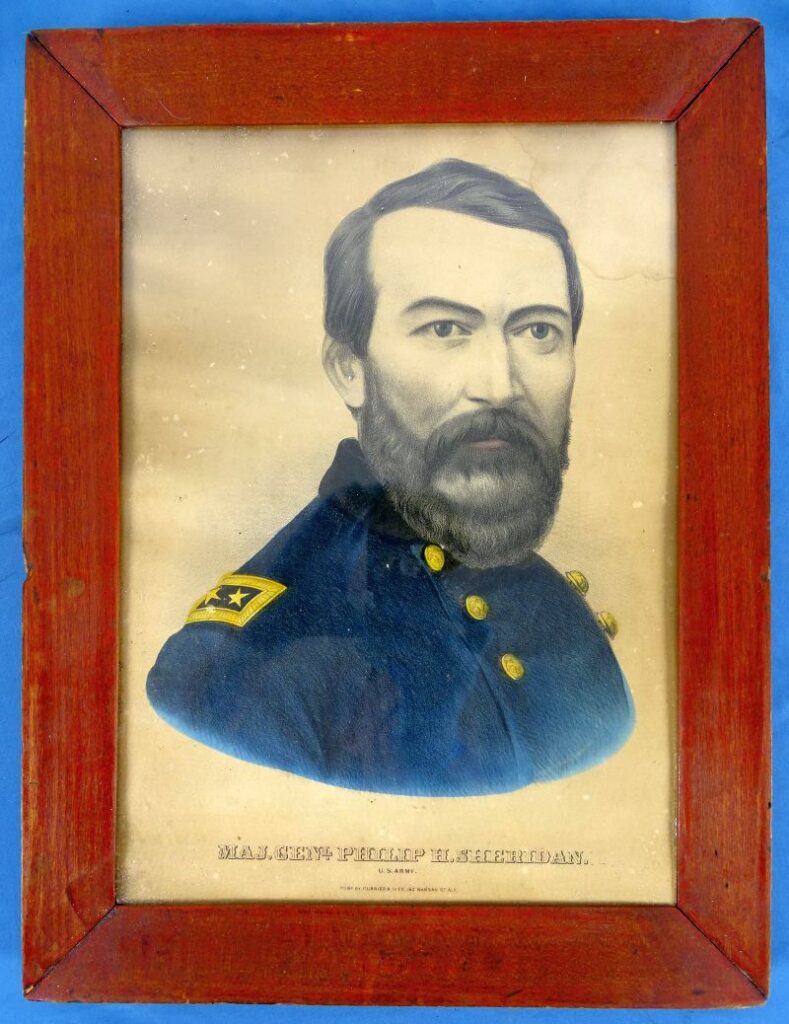 Framed Civil War Print of Major General Phillip Sheridan by Currier and ...
