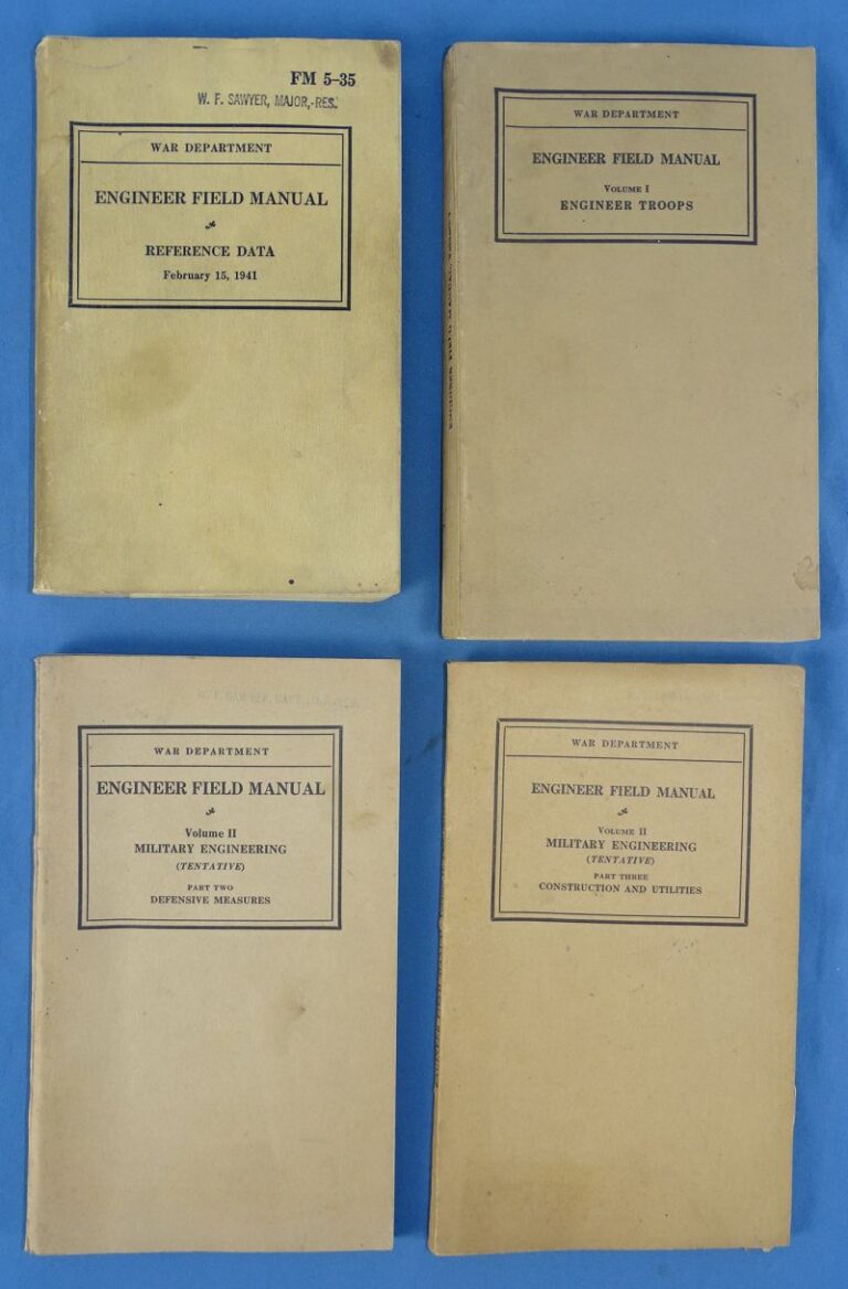 Four U.S. Army Engineering Field Manuals of One Officer – Griffin Militaria