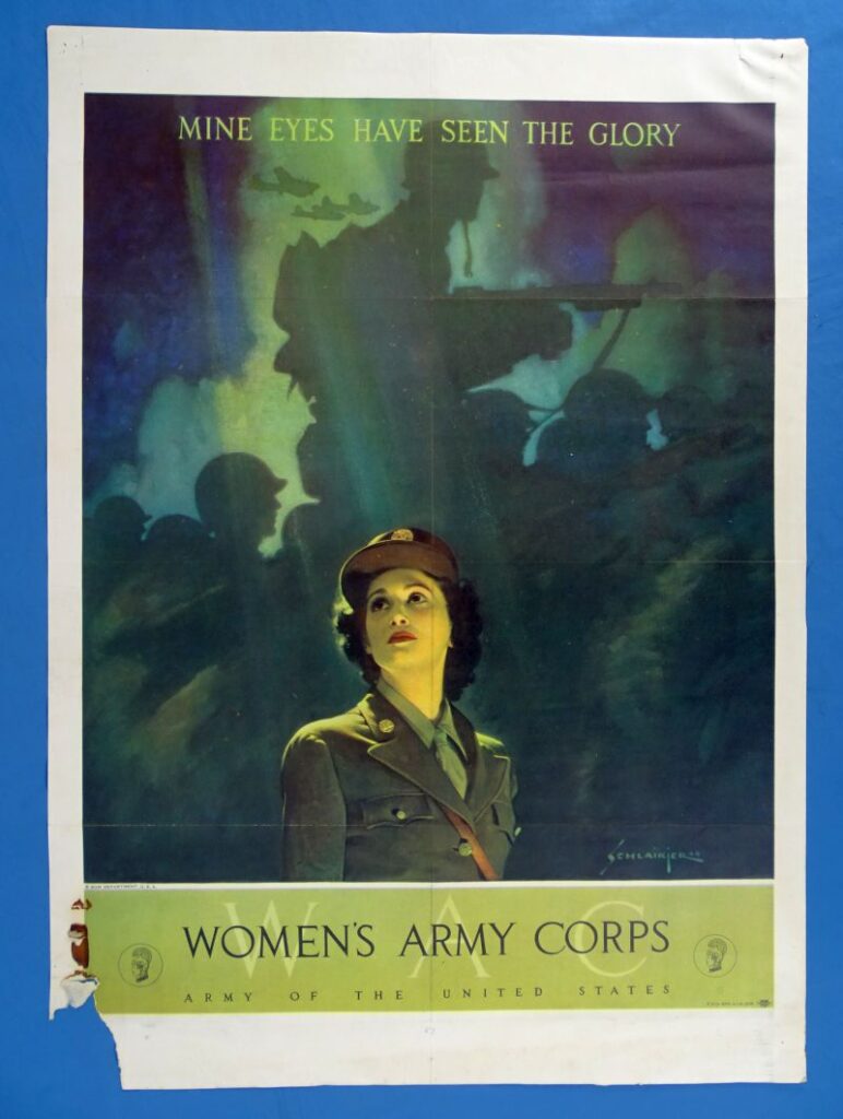 1944 Women’s Army Corps Recruiting Poster by Jes Schlaikjer: “Mine Eyes ...
