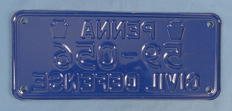 Pennsylvania Civil Defense License Plate – Griffin Militaria