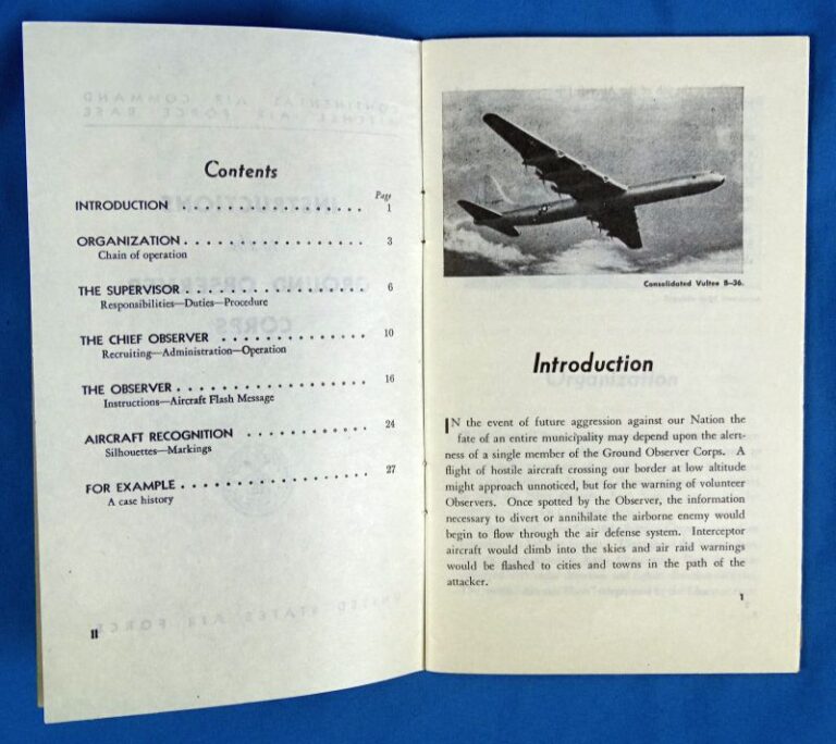 1959 U.S. Air Force Instructions to the Ground Observer Corps – Griffin ...