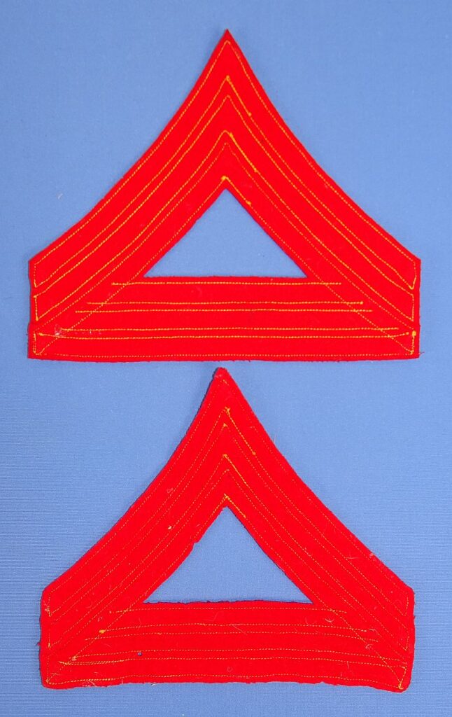 Pair of U.S. Marine Corps Quartermaster Sergeant Dress Blues Chevrons ...
