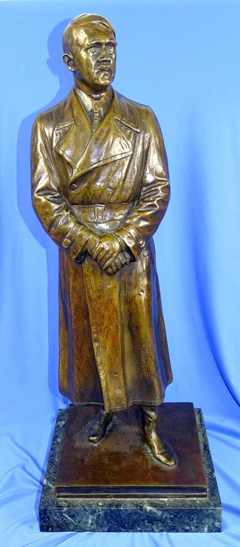 Large Signed Full Figure Bronze Statue of Adolf H in Greatcoat ...
