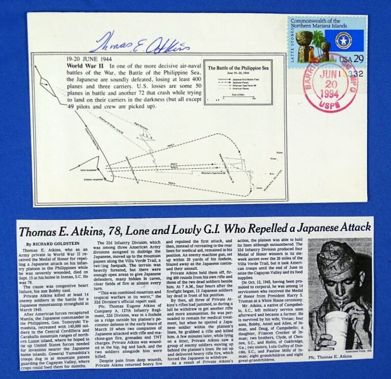 Envelope Signed By 32nd Infantry Division Medal of Honor Recipient ...