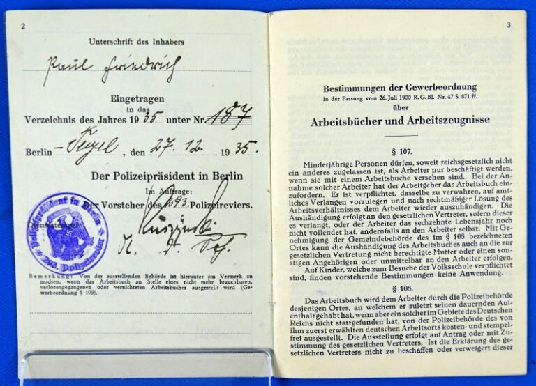 WWII German Documents and Arebeitsbuchs Documents of a Father and his ...