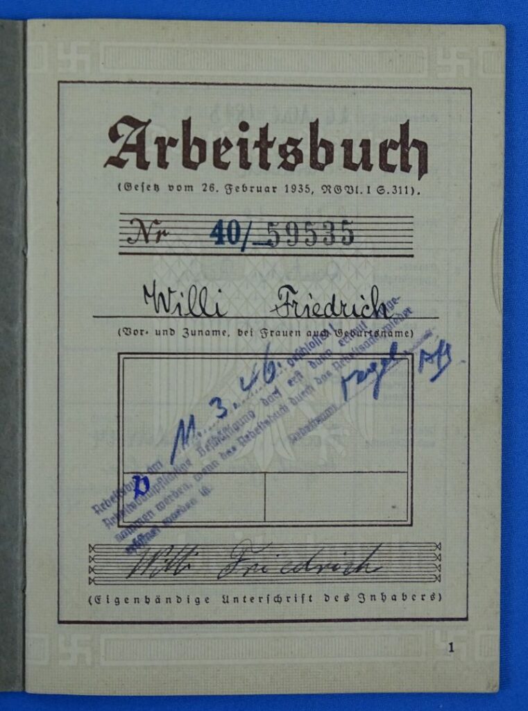 WWII German Documents and Arebeitsbuchs Documents of a Father and his ...