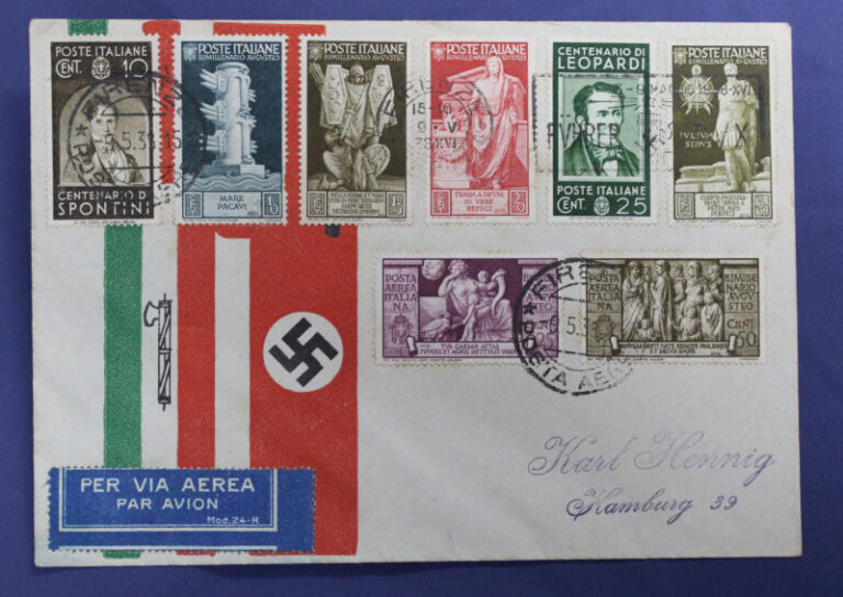 WWII German / Italian Stamped Envelope – Griffin Militaria