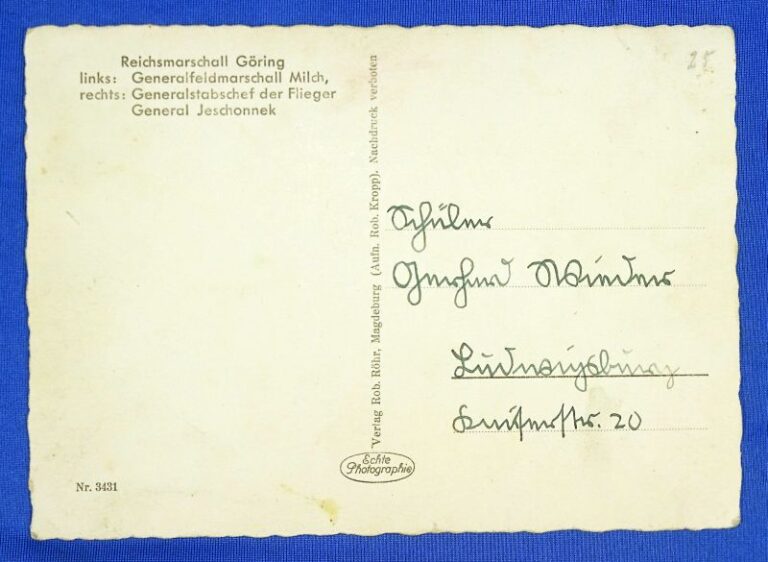 Signed Photo Postcard of Hermann Goring and Field Marshal Erhard Milch ...