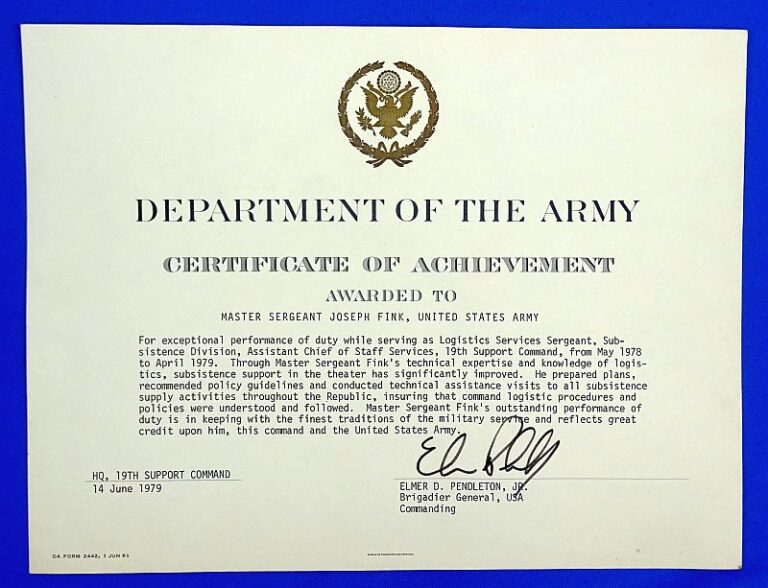 Four U.S. Army Citation Documents to a Master Sergeant Including a 1966 ...