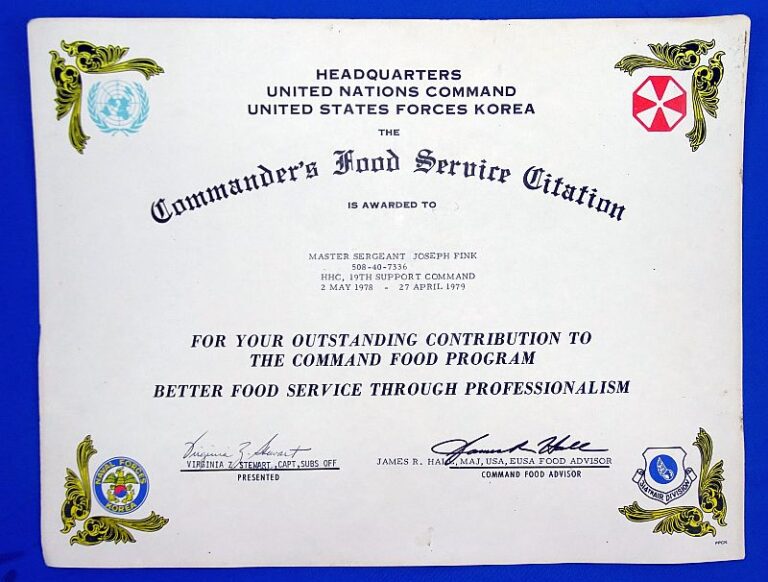 Four U.S. Army Citation Documents to a Master Sergeant Including a 1966 ...