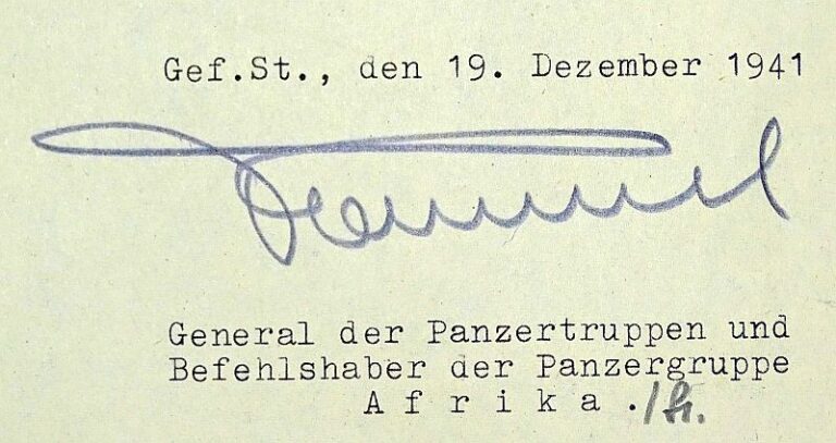 Afrika Korps Award Document for the Spange to the 1939 Iron Cross ...