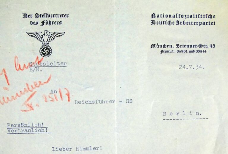 1934 Letter Signed by Martin Bormann to Reichsfuhrer SS Heinrich ...