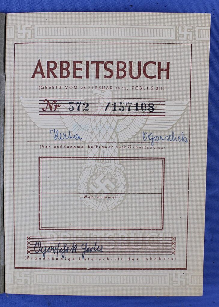 1944 German Arbeitsbuch – Griffin Militaria
