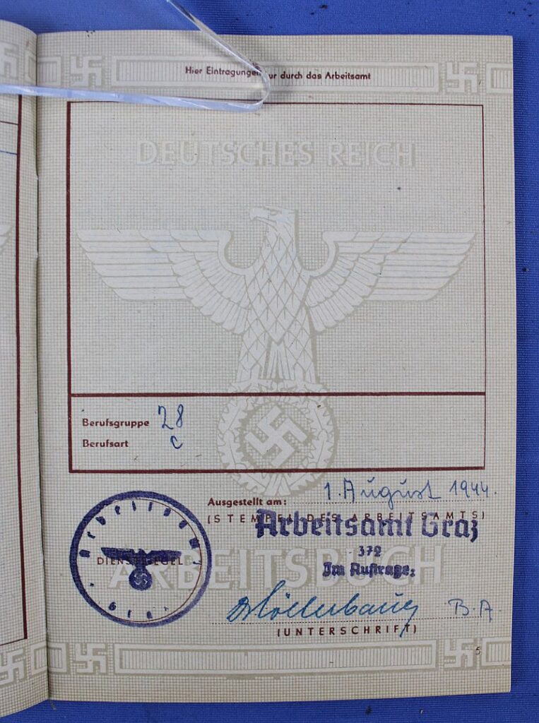 1944 German Arbeitsbuch – Griffin Militaria