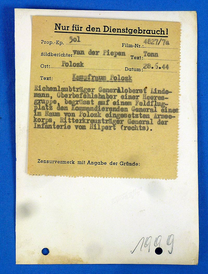 Official WWII German Photograph: General Fritz Lindemann Meets with ...