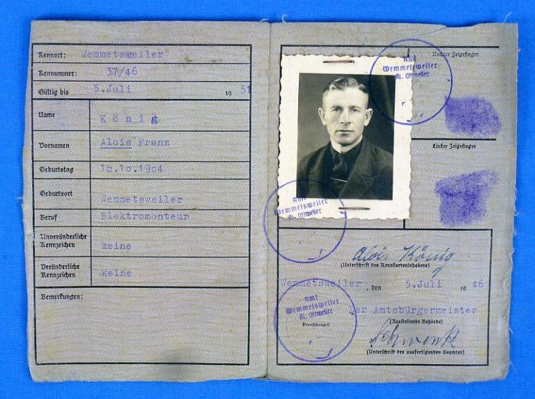 1946 Issued Third Reich Kennkarte Identification Document – Griffin ...