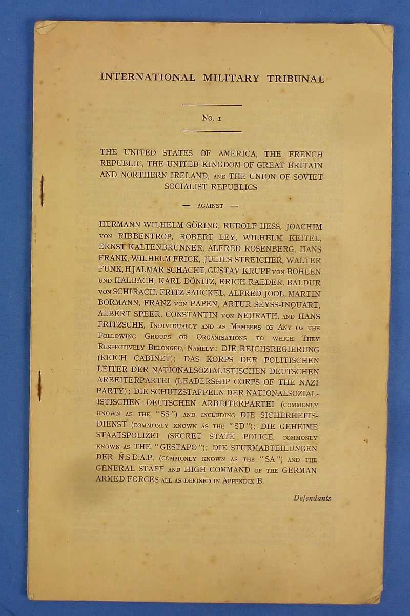 Preliminary Draft Copy of the Indictment of the Major Nazi Defendants ...