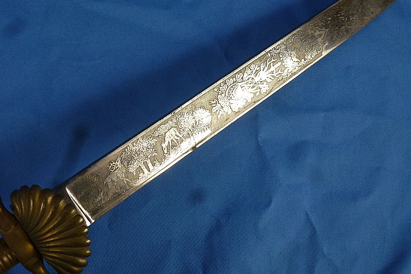 German Hunting Cutlass with Triple Etched Blade – Griffin Militaria