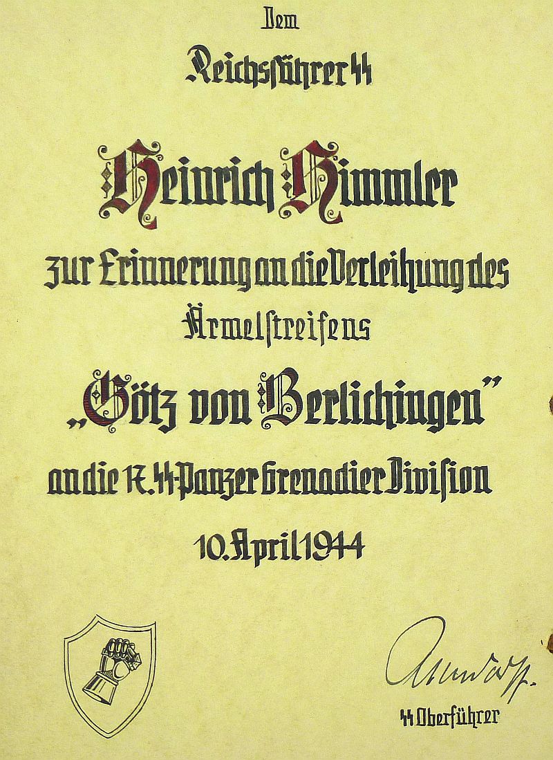 A Hand Crafted 1944 Document for Heinrich Himmler Commemorates the ...