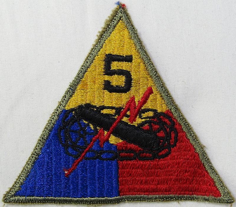 WWII 5th Armored Division Patch – Lined Weave – Griffin Militaria