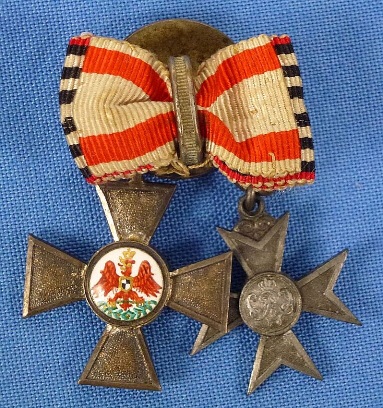 Miniature WWI Prussian Pair of the Red Eagle Order and the Merit Cross ...